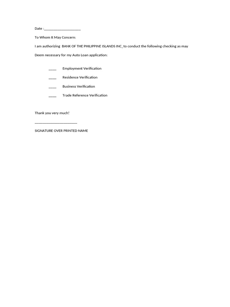 Loa Sample Form | PDF