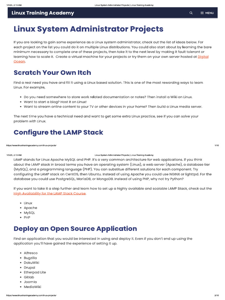 Linux Sys Admin Projects | PDF