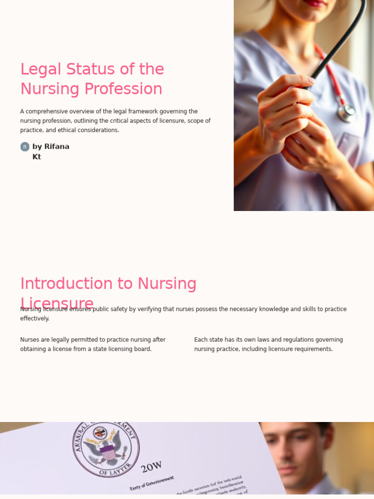 Legal Status of The Nursing Profession | PDF | Nursing | Social Programs