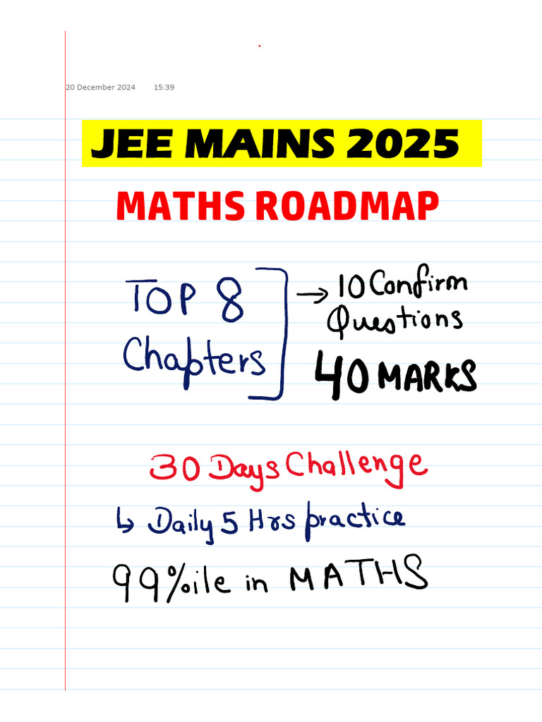 Jee Mains Maths Roadmap 2025 1 Pdf
