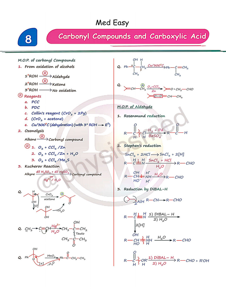 Carbonyl Compounds and Carboxylic Acid 31 Chemistry Med Easy@physicsmed | PDF