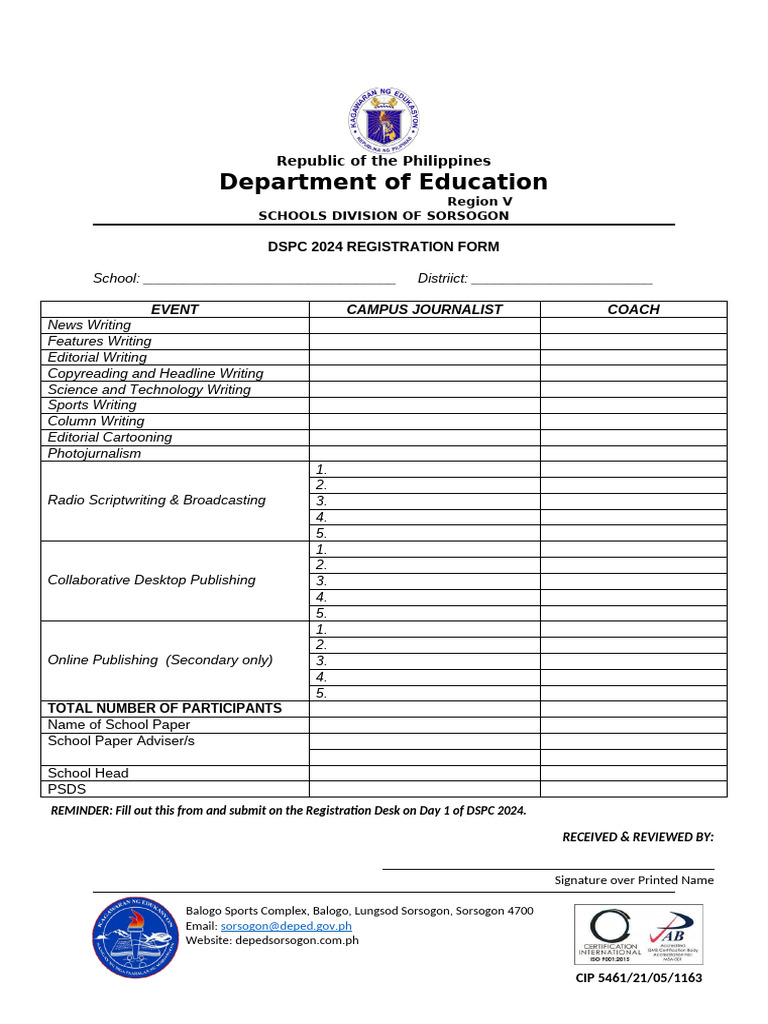 DSPC2024-Registration-Form-ENGLISH (1) | PDF