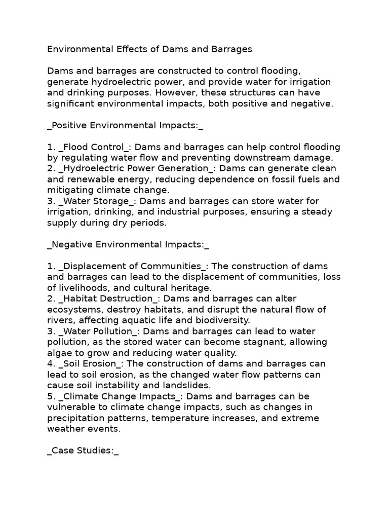 Environmental Effects of Dams | PDF | Soil | Environmental Degradation