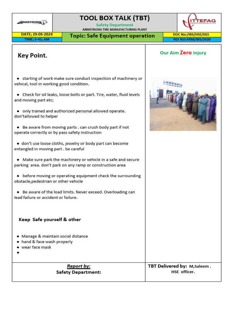Safe Equipment Operation Guidelines | PDF