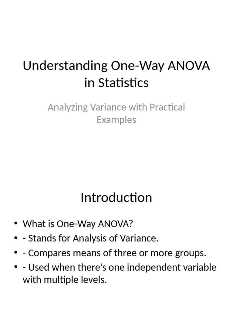 One Way ANOVA Presentation With Examples | PDF