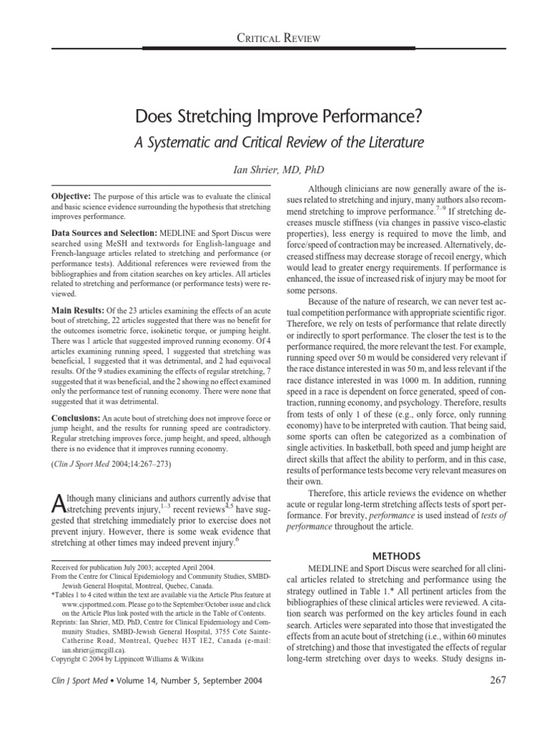 Does Stretching Improve Performance A Systematic.4 | PDF