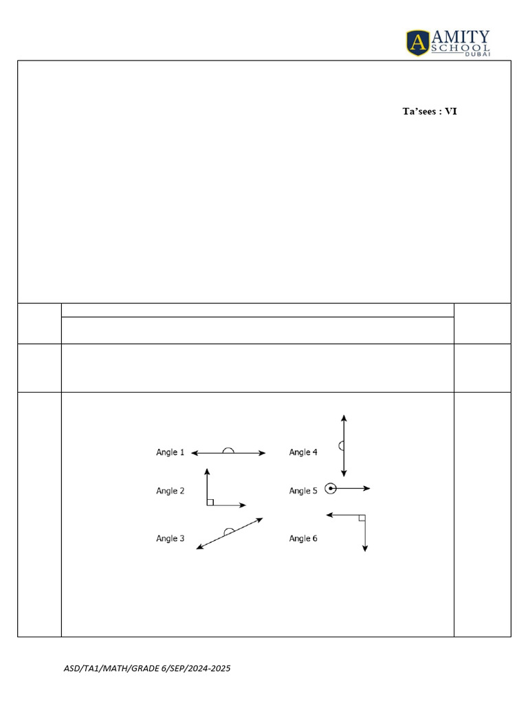 Gr-6 Math Model Paper | PDF | Multiple Choice | Mathematics