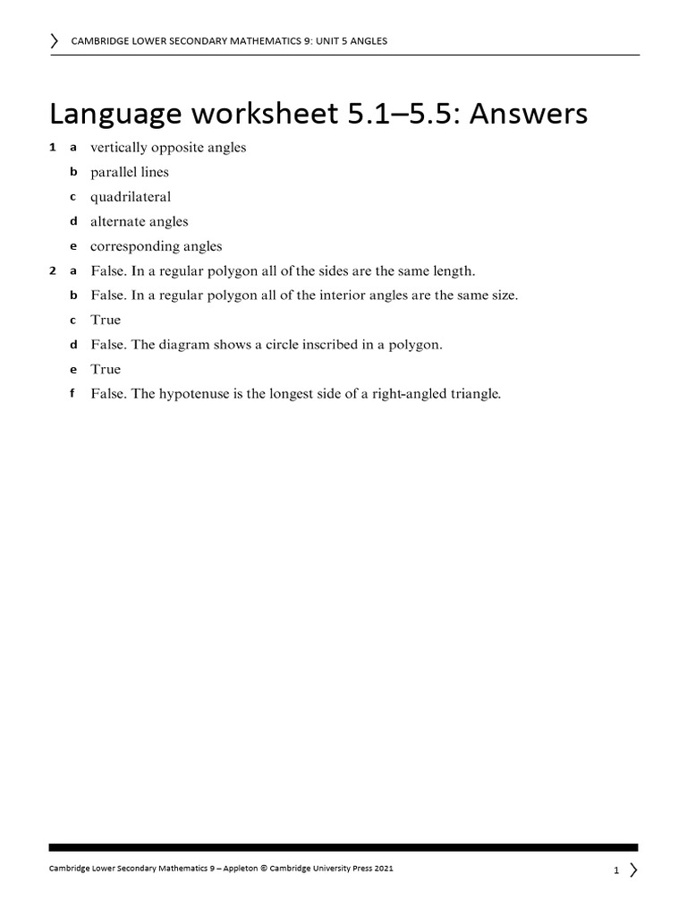 Unit 5 Language Worksheet 1_5.1-5.5 Ans | PDF