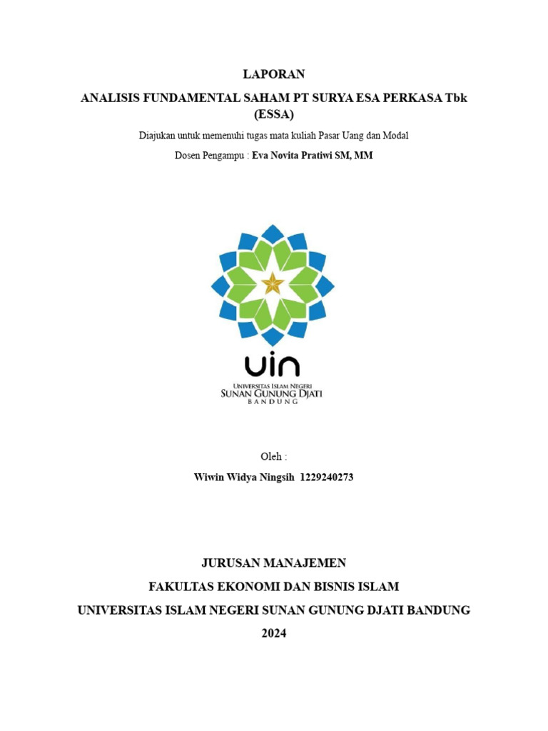 Analisis Fundamental Saham ESSA | PDF
