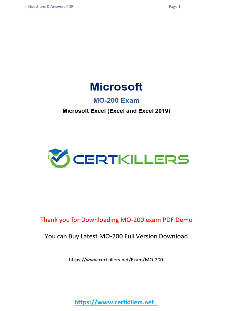 MO-200 | PDF | Microsoft Excel | Worksheet