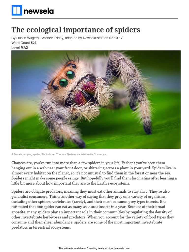 Elem Sci Important Spiders 28495 Article - Only | PDF | Predation ...