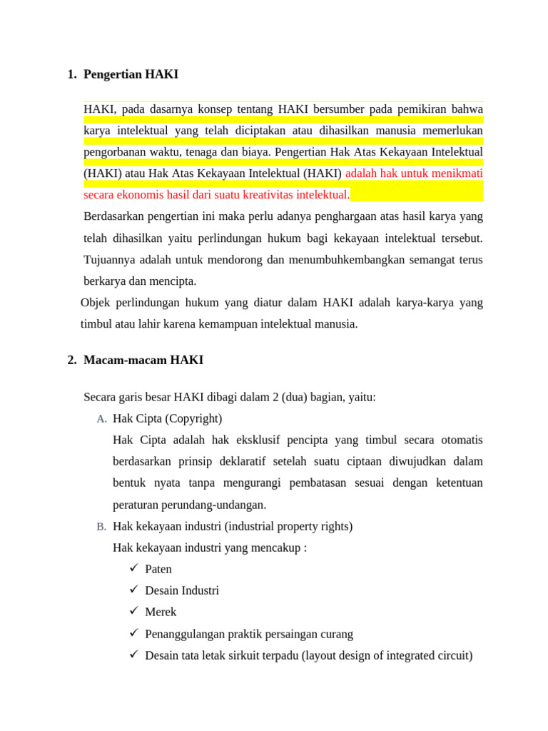 Pengertian dan Jenis HAKI di Indonesia | PDF