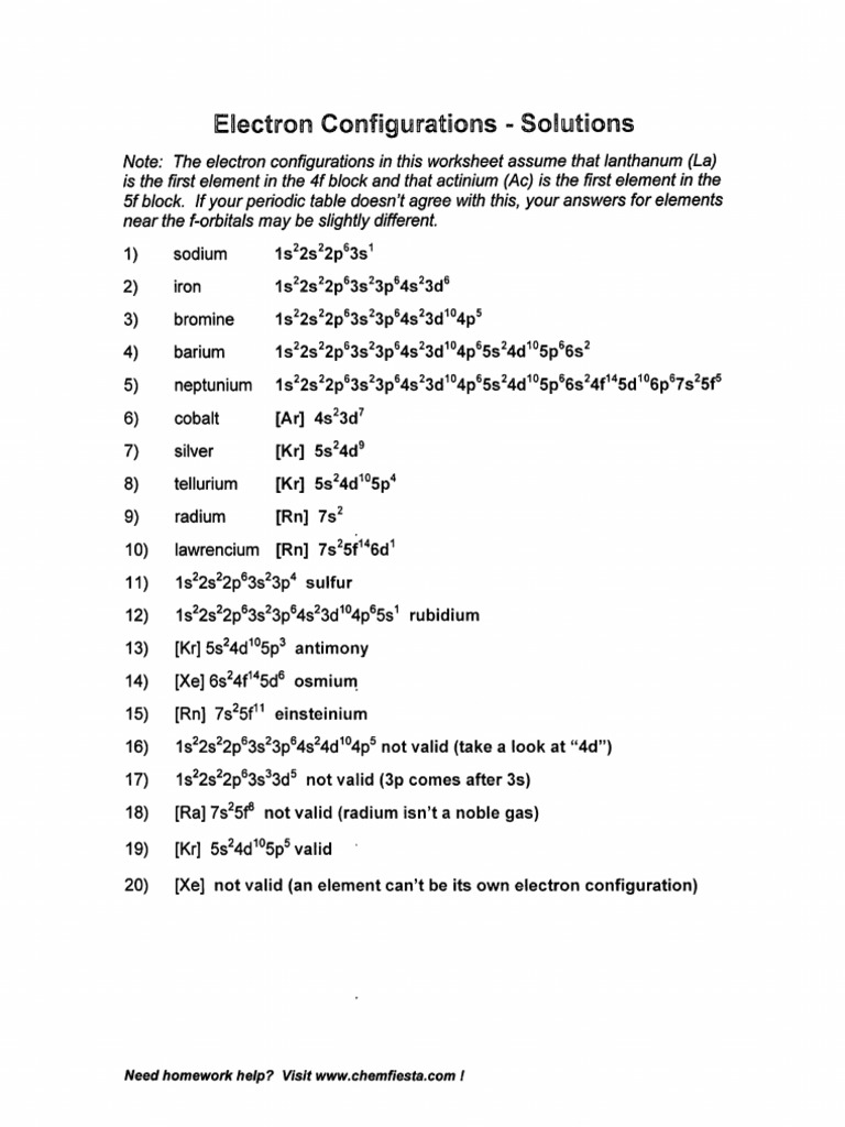 Extra Practice - Electron Configurations 1 3 With Answer Key | PDF