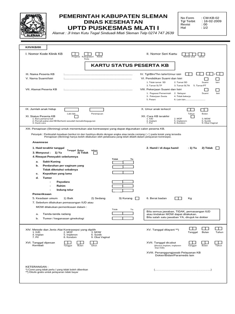 371558205 Kartu Status Peserta KB | PDF