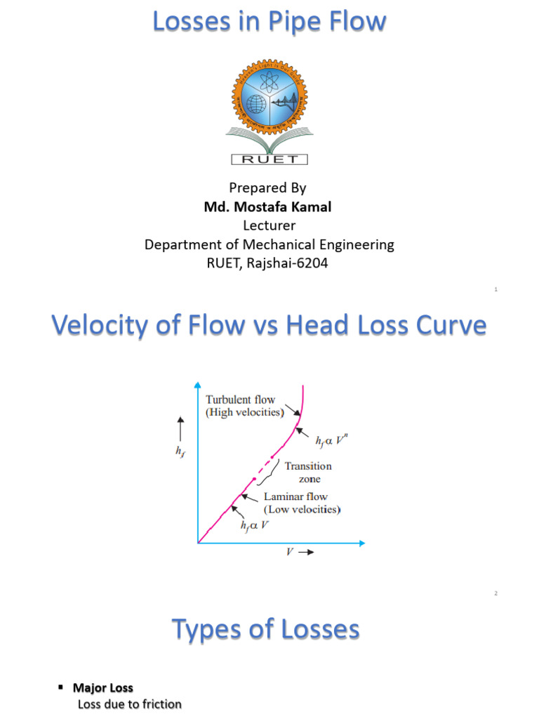 9. Frictional Loss in Pipes | PDF | Force | Mechanical Engineering