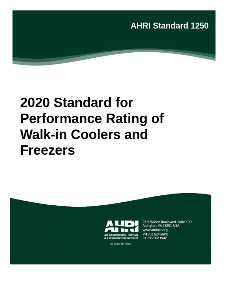 AHRI-1250 - (I-P-2020) Performance Rating of Walk-In Coolers and ...