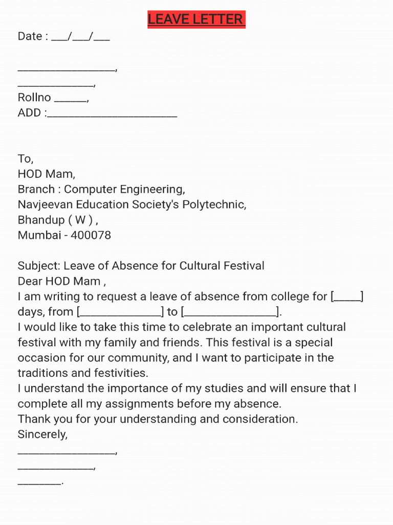 Leave letter | PDF