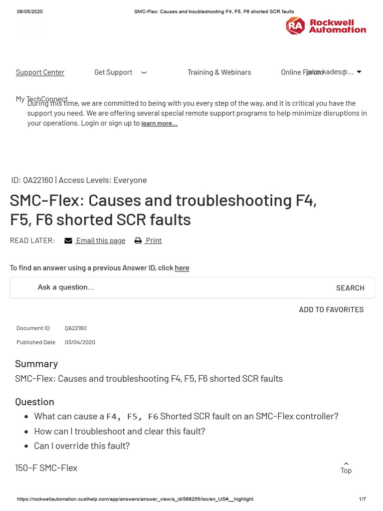 SMC-Flex - Causes and Troubleshooting F4, F5, F6 Shorted SCR Faults ...