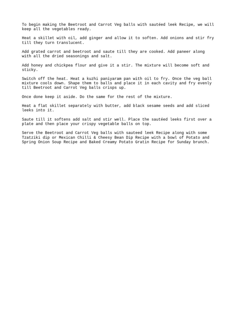 Beetroot Carrot Veg Ball | PDF