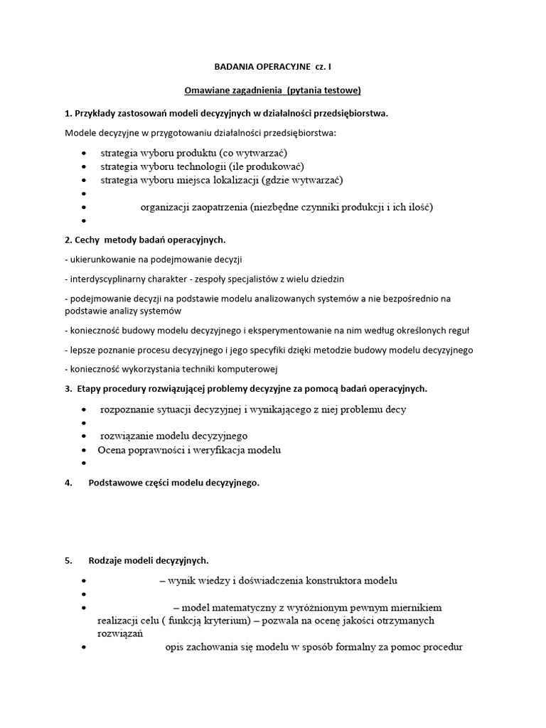 Badania Operacyjne | PDF