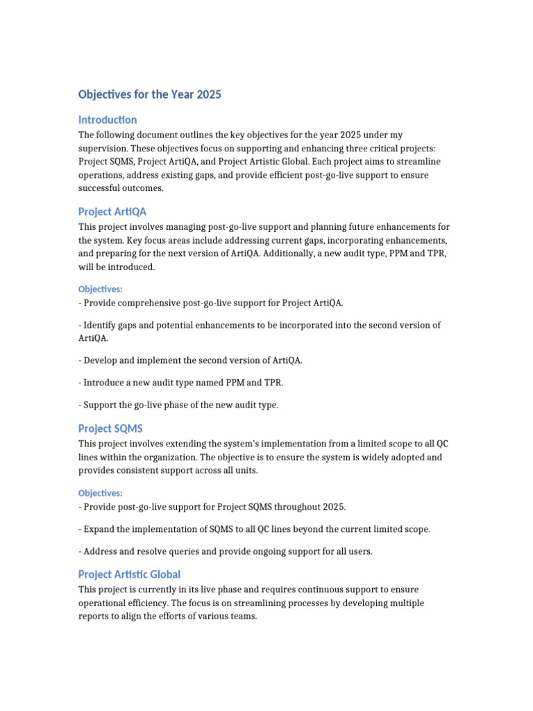 Objectives_2025 | PDF