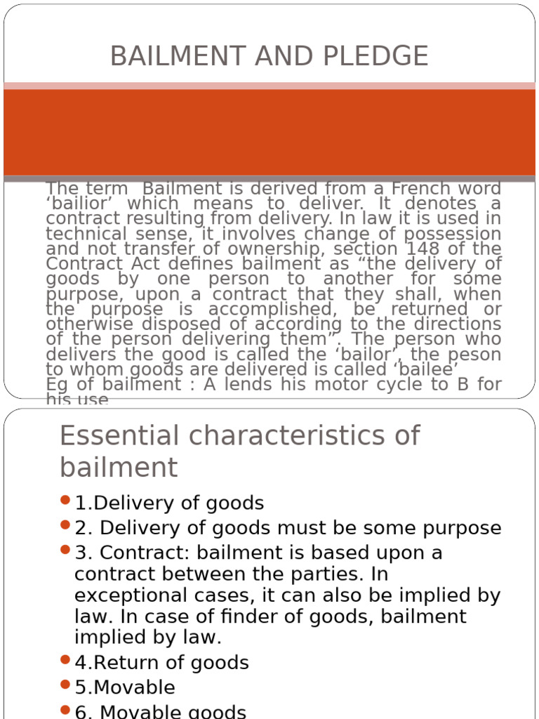 Bailment and Pledge | PDF | Lien | Common Law