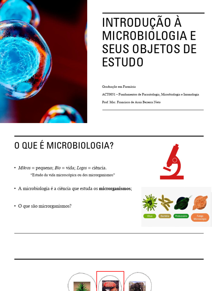 Aula 01 - Introducao A Microbiologia e Seus Objetos de Estudos | PDF ...