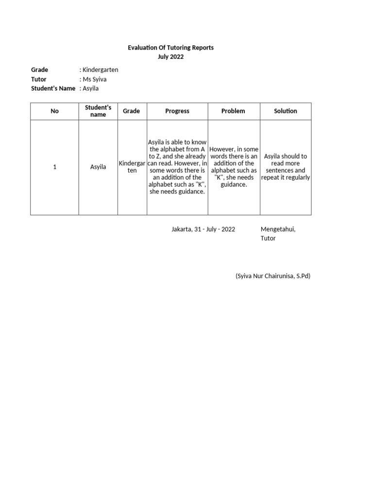 Format Report Bulanan | PDF