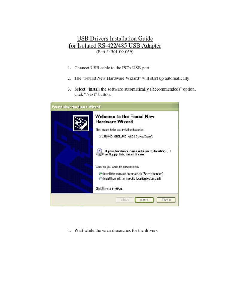 USB Driver Installation Guide | PDF