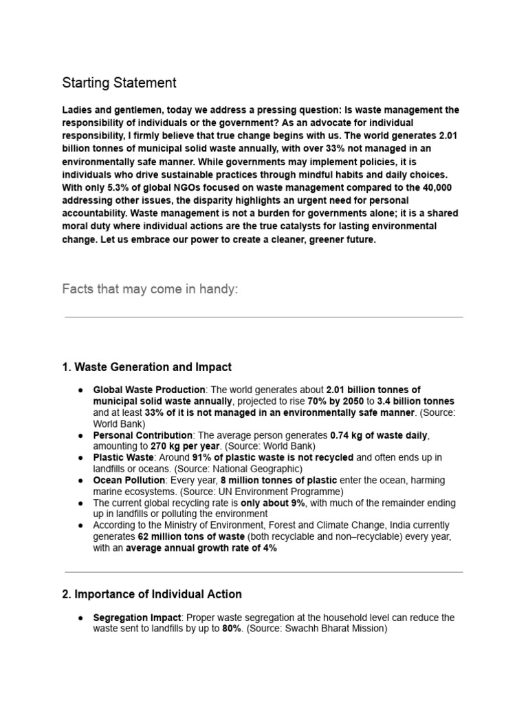 Individual Responsibility in Waste Management | PDF | Waste Management ...