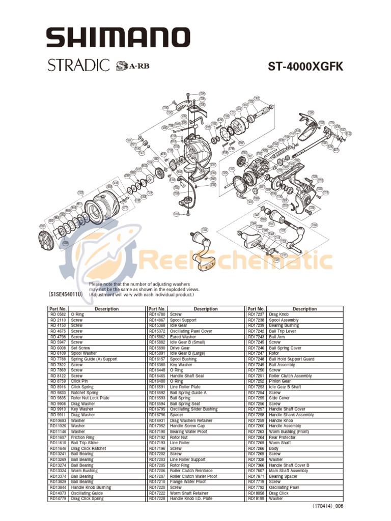 Shimano ST-4000XGFK Parts List | PDF