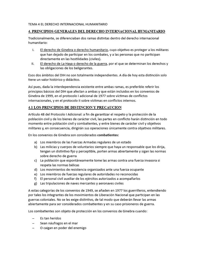 Tema 4 El Derecho Internacional Humanitario | PDF | Ley humanitaria ...