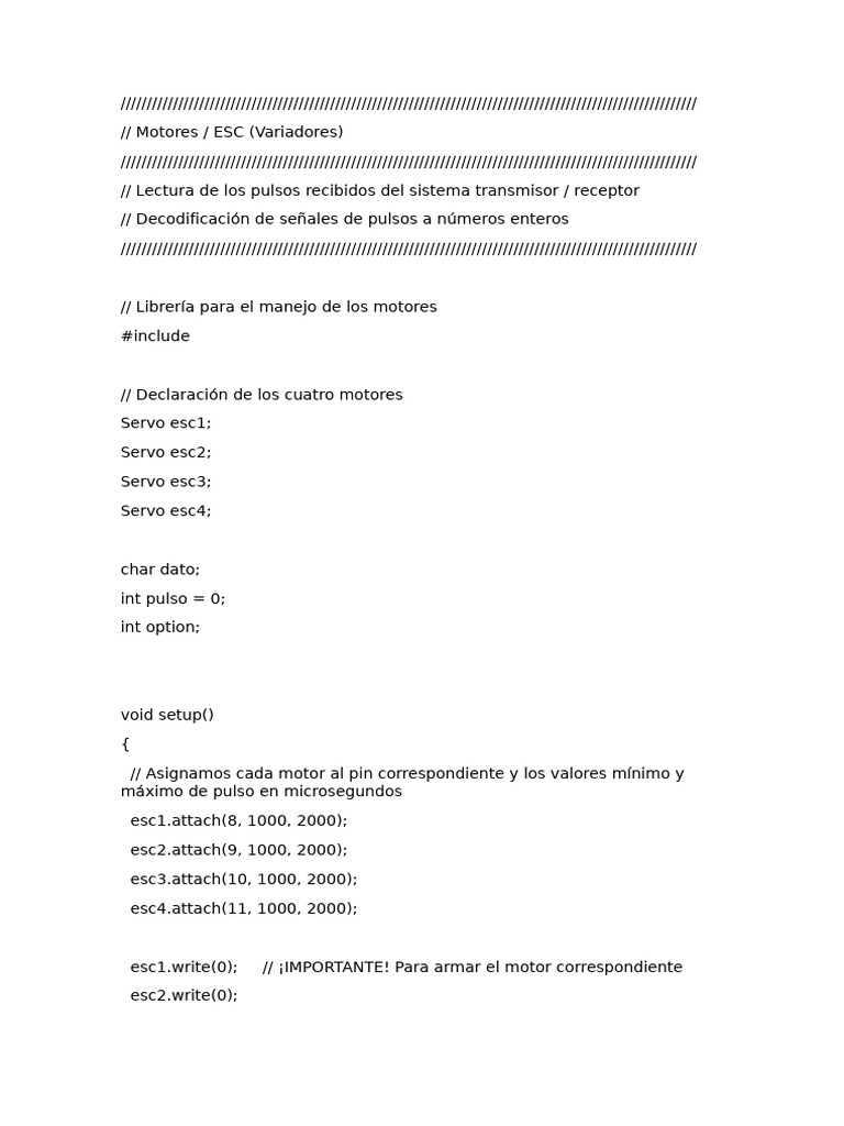 Codigo Motores y Variables | PDF | Informática | Programación de computadoras