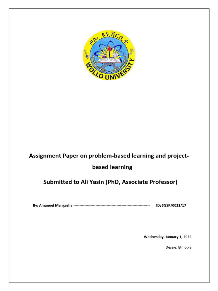 PBL Assignment Final | PDF | Project Based Learning | Educational ...