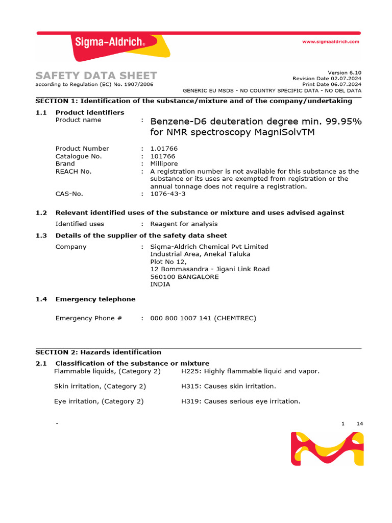 101766 Sds In En Pdf Dangerous Goods Toxicity
