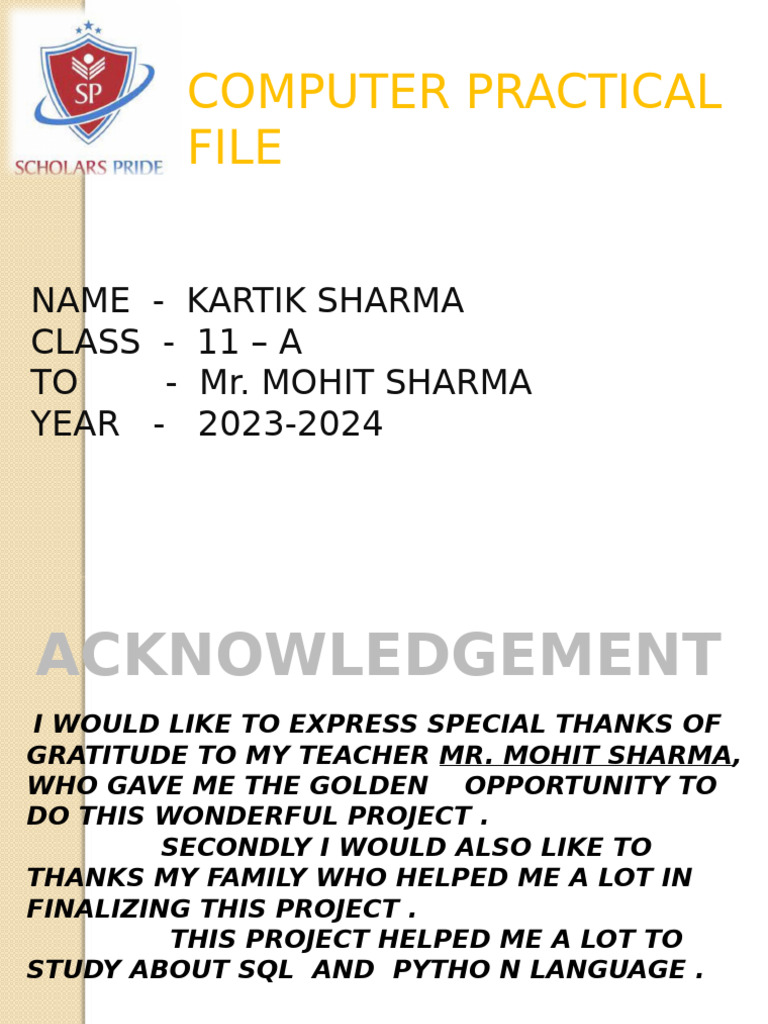 Kartik Comp | PDF | Databases | Sql