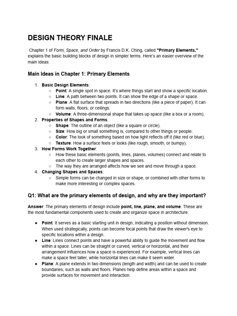 Design Theory Finale: Main Ideas in Chapter 1: Primary Elements | PDF ...