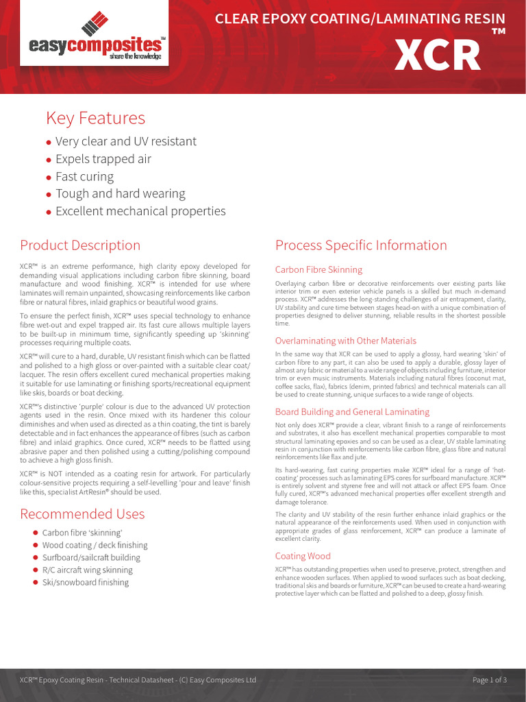 EC TDS XCRV2 Epoxy Coating Resin | PDF | Epoxy | Strength Of Materials