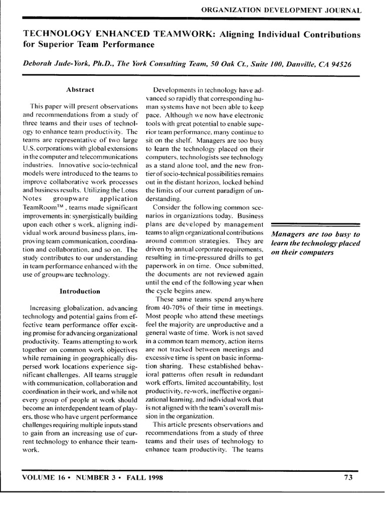 Technology Enhanced Teamwork | PDF