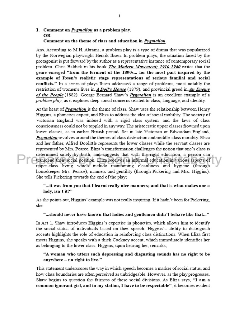Pygmalion Watermark | PDF | Pygmalion (Play)