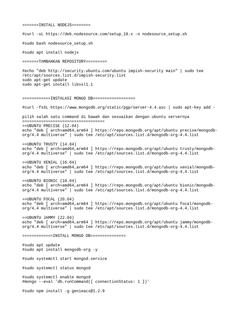 Install GenieACS | PDF | Linux Distribution | Software Engineering