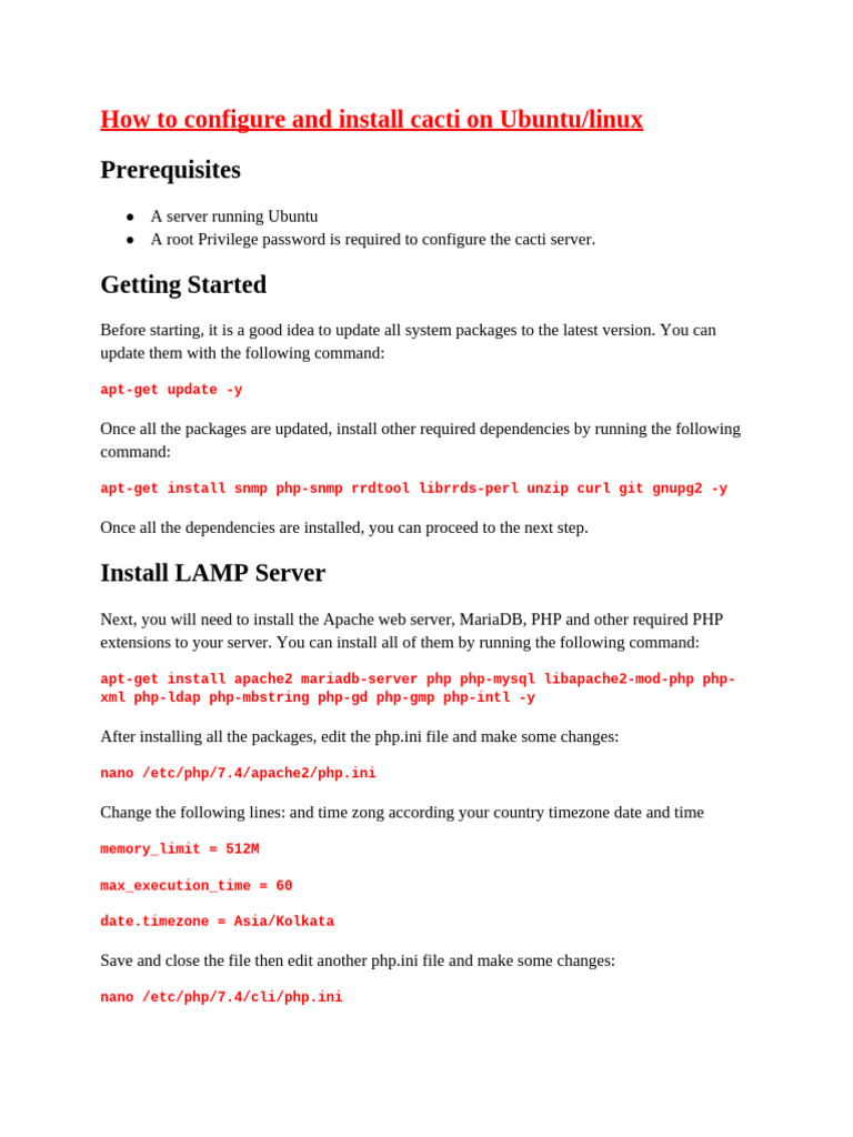 How To Configure and Install Cacti On Ubuntu - Linux | PDF | World Wide Web | Internet & Web