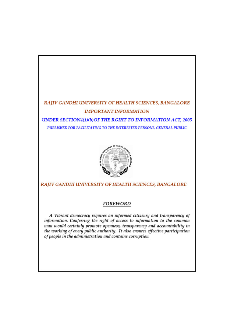 Voluntary Disclosure of Information Under Section 4 (1) (B) Under RTI | PDF | Thesis | Doctor Of ...
