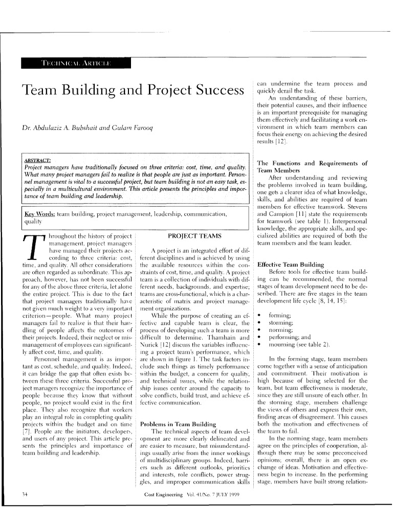 Team Building Project Success | PDF