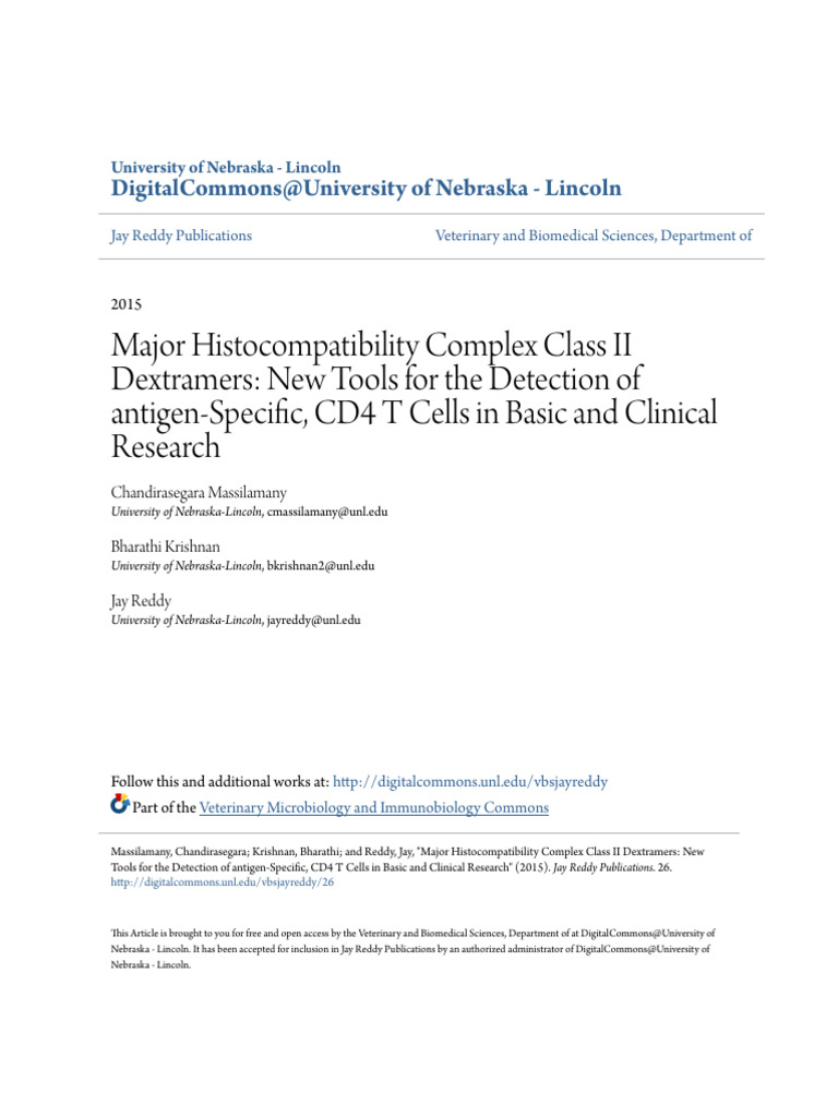 Major Histocompatibility Complex Class II Dextramers - New Tools | PDF | T Cell | Major ...