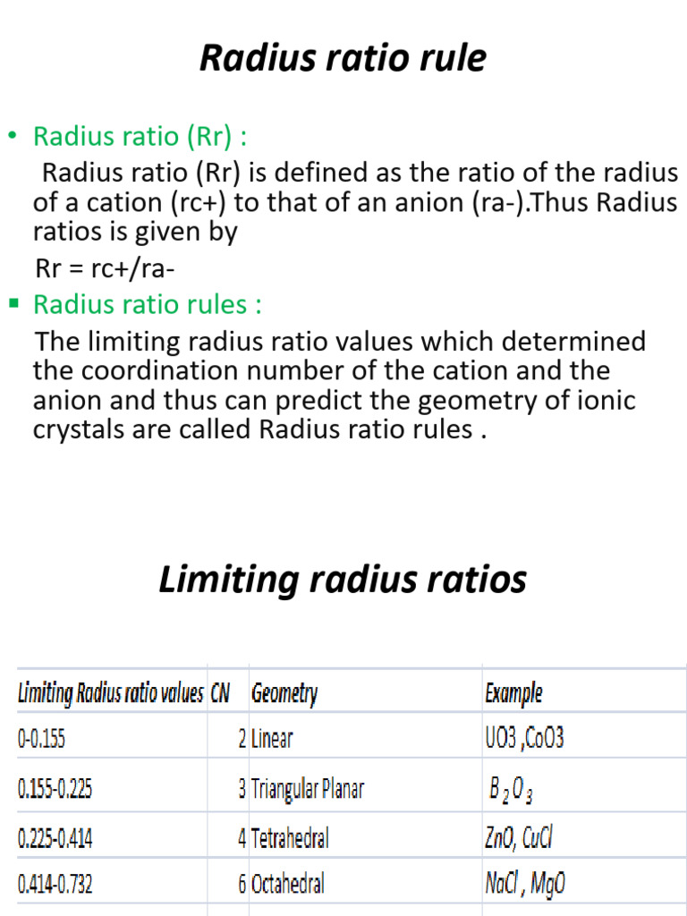 Radius Ratio Rule | PDF
