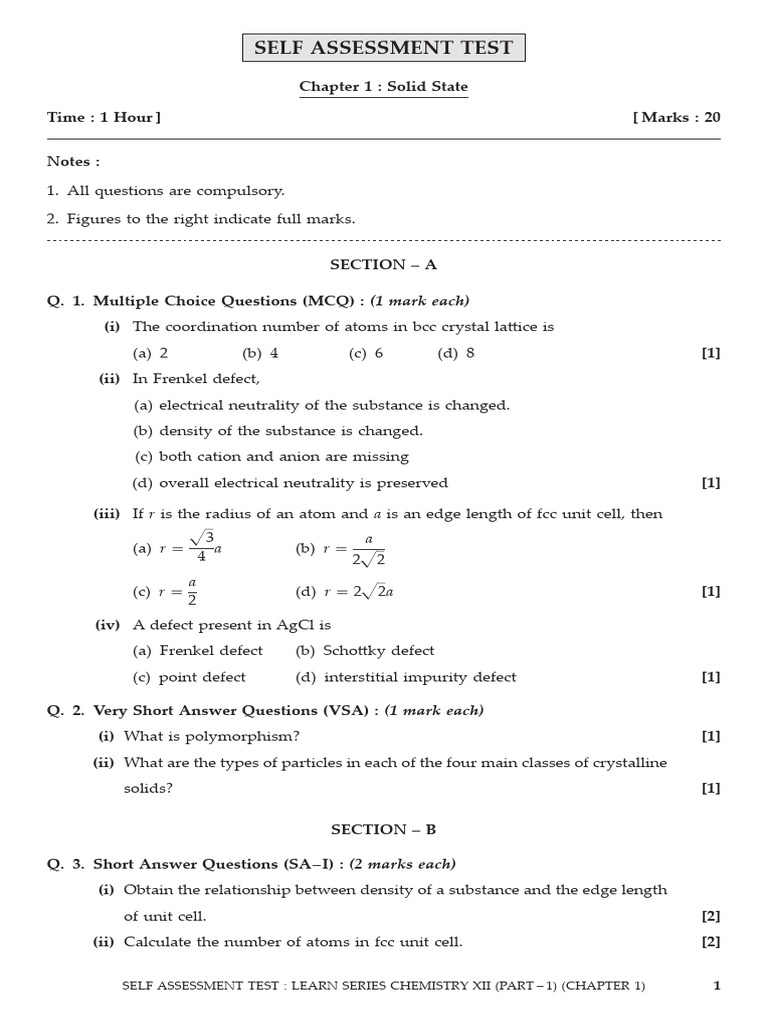 E0208 CH01 Que | PDF | Crystal Structure | Applied And ...