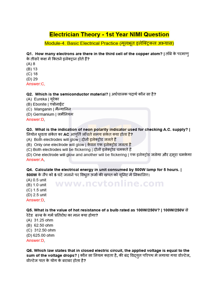 Module-4. Basic Electrical Practice | PDF Module-4. Basic Electrical Practice | PDF