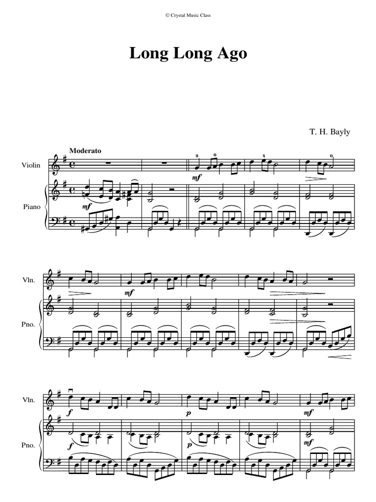 "Long Long Ago for Piano & Violin" | PDF