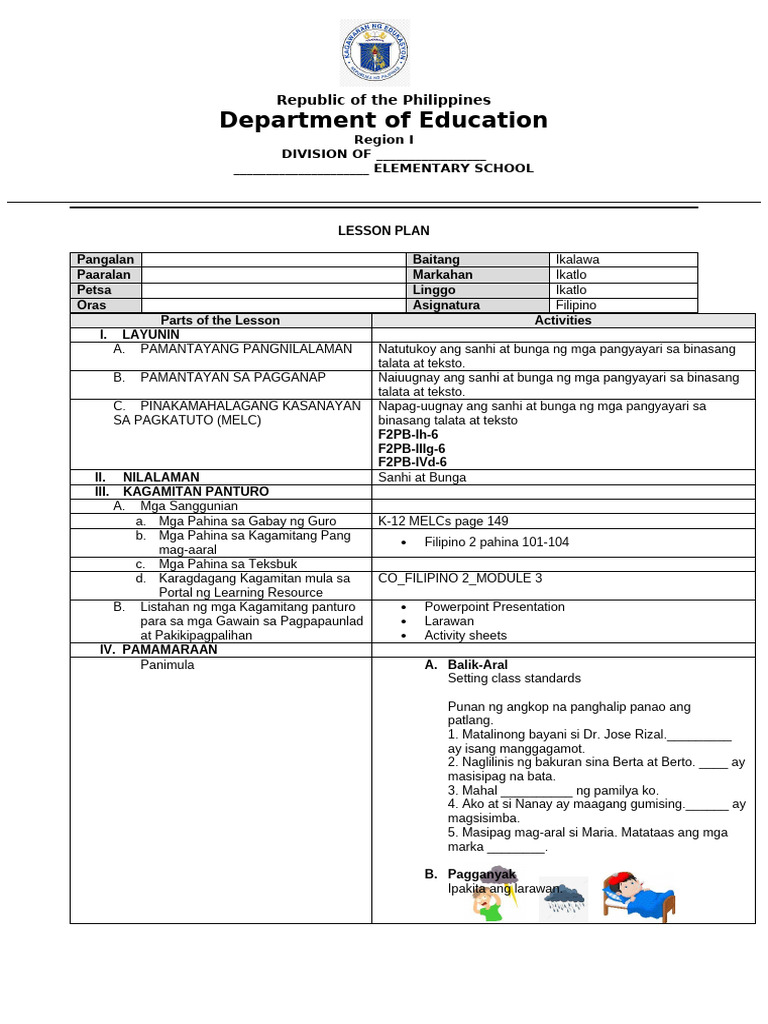 Filipino2 LP Q3W3 Sanhi-at-Bunga | PDF